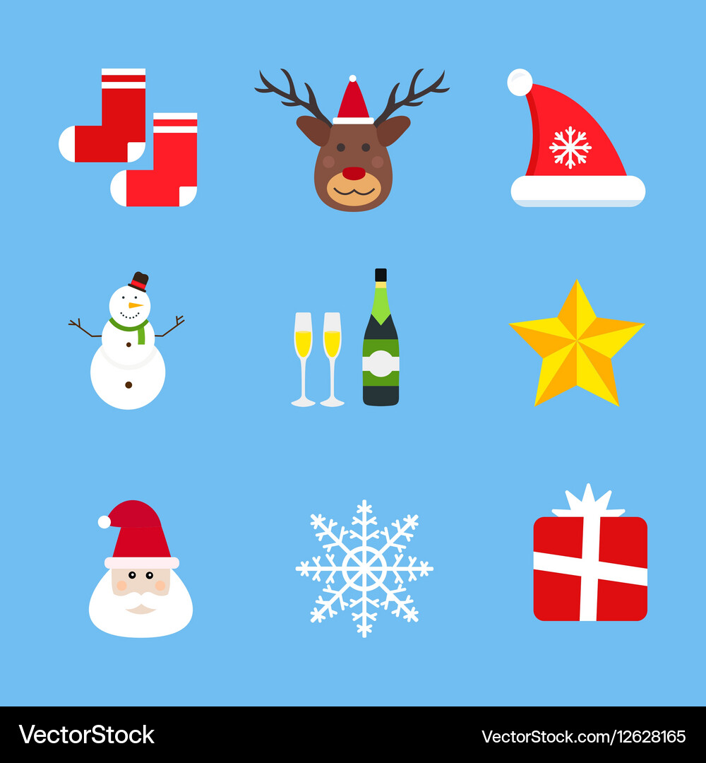 Christmas holiday icons set Royalty Free Vector Image