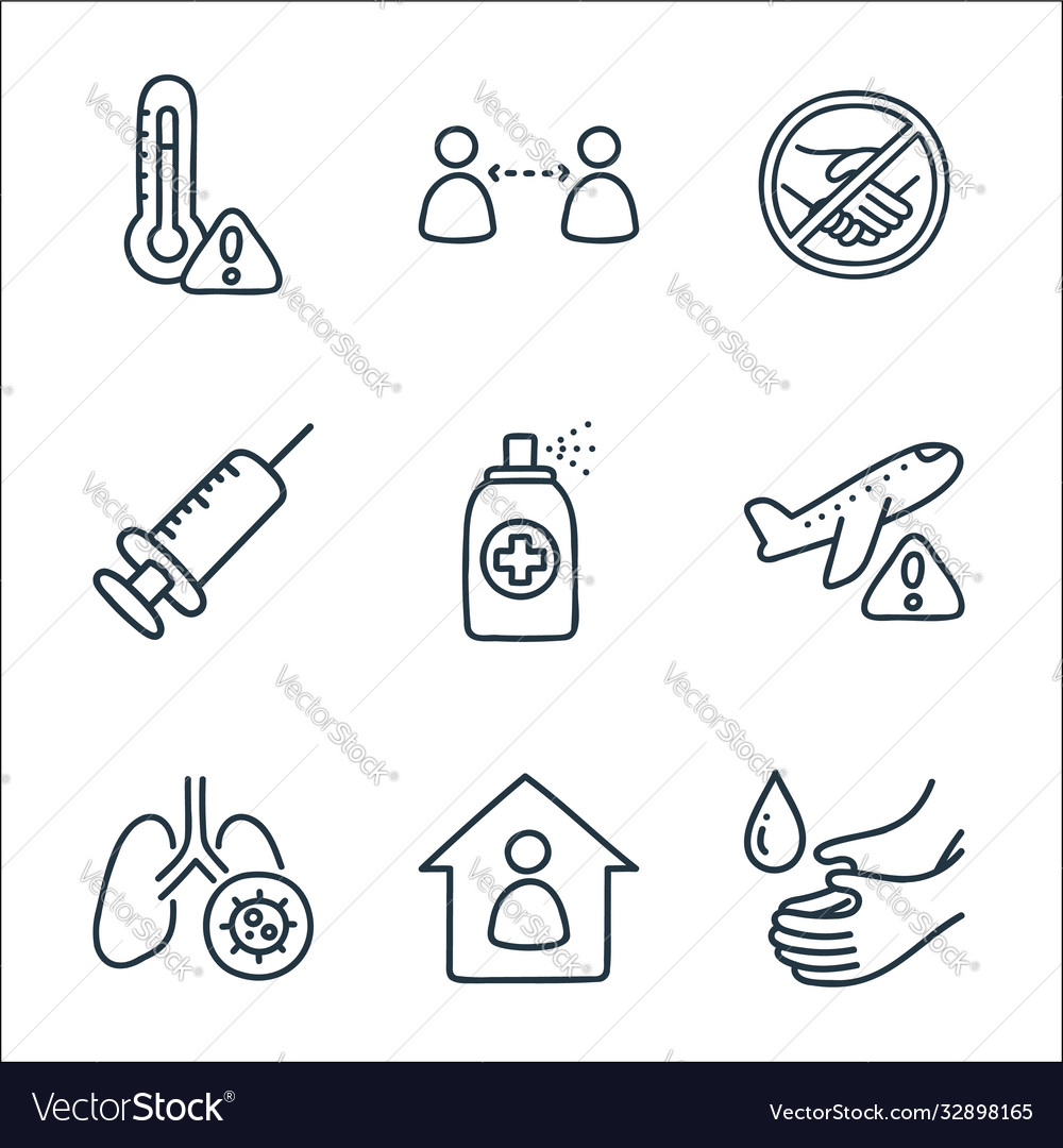 Coronavirus line icons linear set quality Vector Image