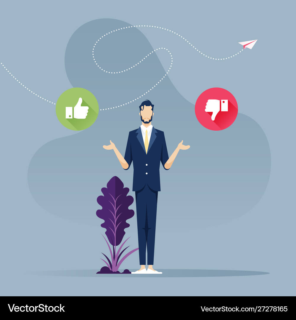 Difficult decision-businessman with yes or no Vector Image