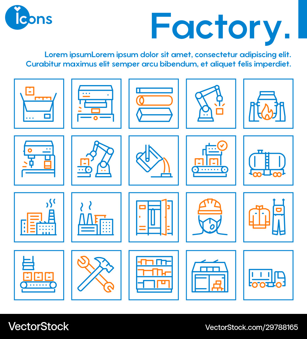 Factory color line icon set labor and engineering Vector Image