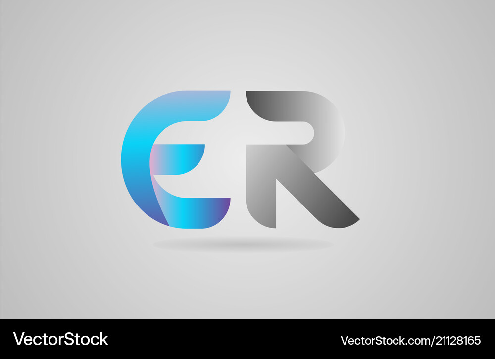 Grey blue alphabet letter er e r logo icon design Vector Image