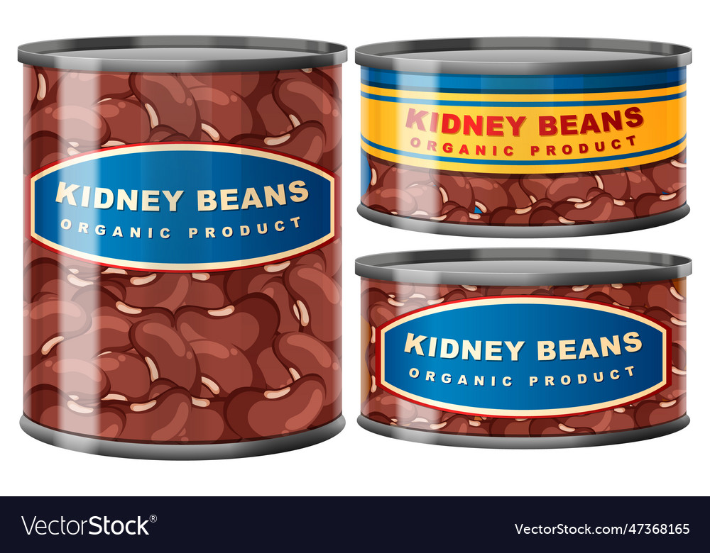 Kidney beans organic product food cans collection Vector Image Kidney beans organic product food cans collection Vector Image