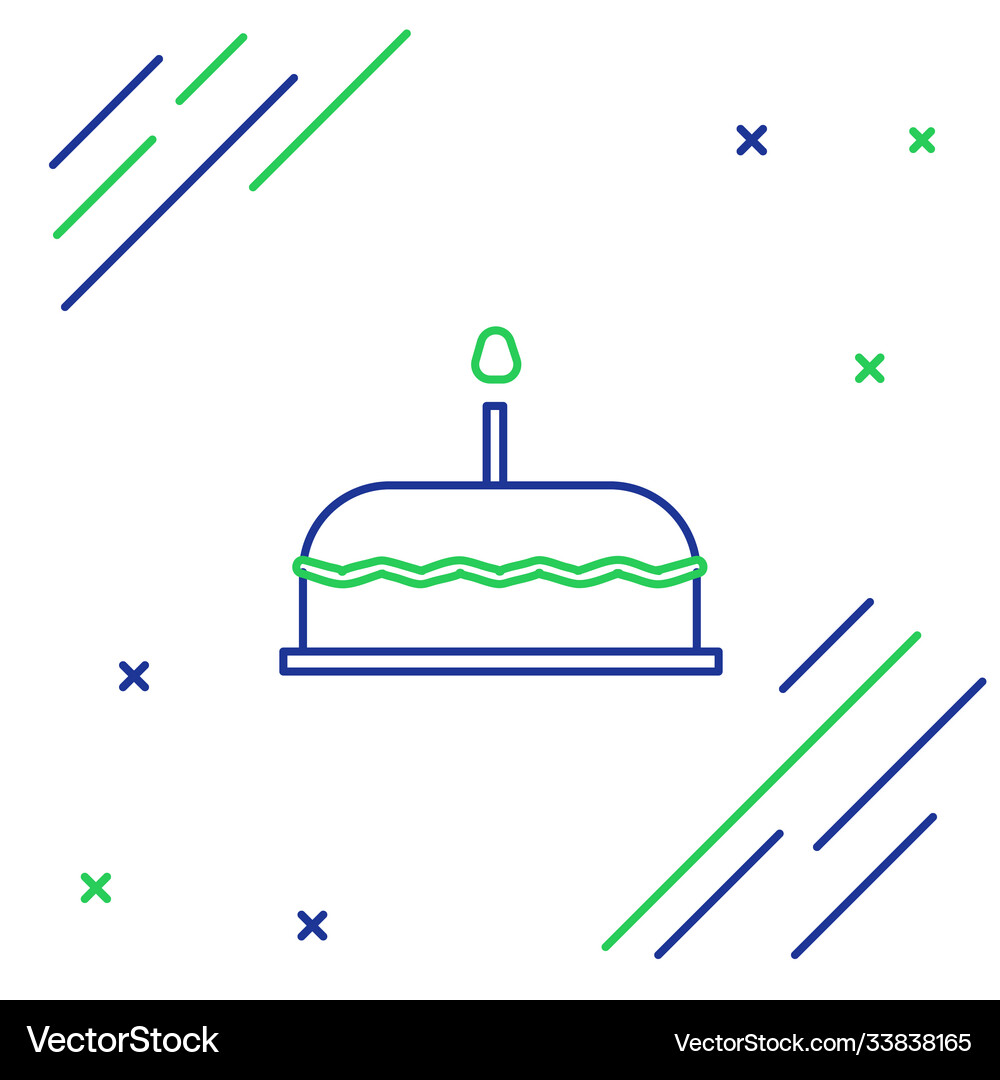 Line cake with burning candles icon isolated Vector Image