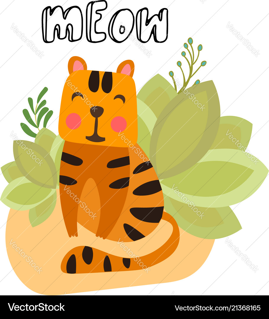 Little cute tiger Royalty Free Vector Image - VectorStock
