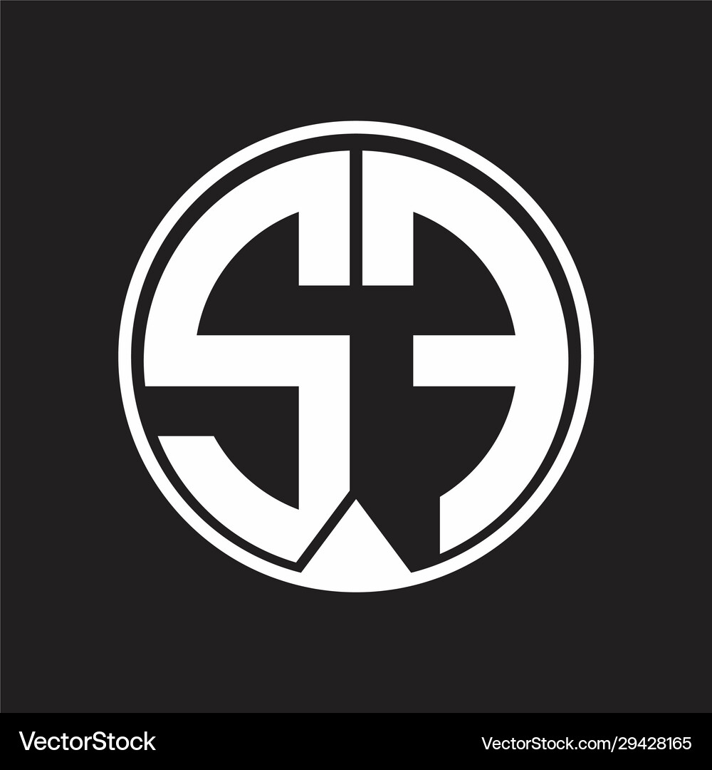 Sf logo monogram circle with piece ribbon style Vector Image