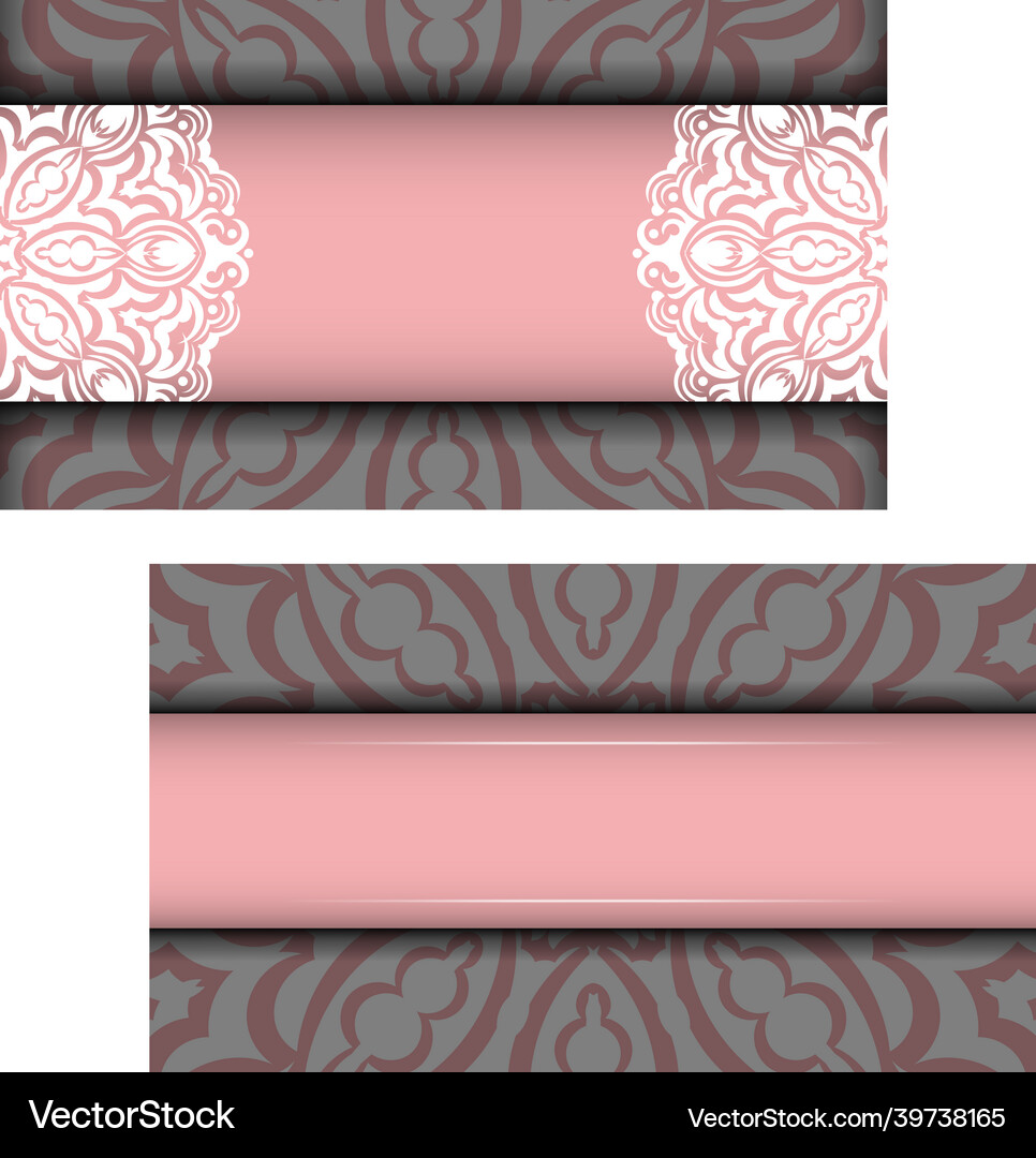 Template postcard pink color with mandala white Vector Image