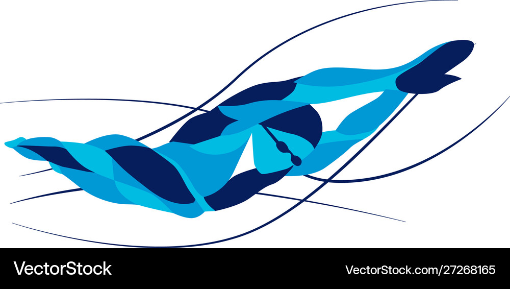 Trendy stylized movement freestyle swimmer line Vector Image