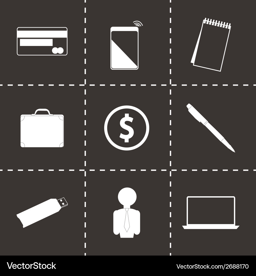 Black business icons set Royalty Free Vector Image