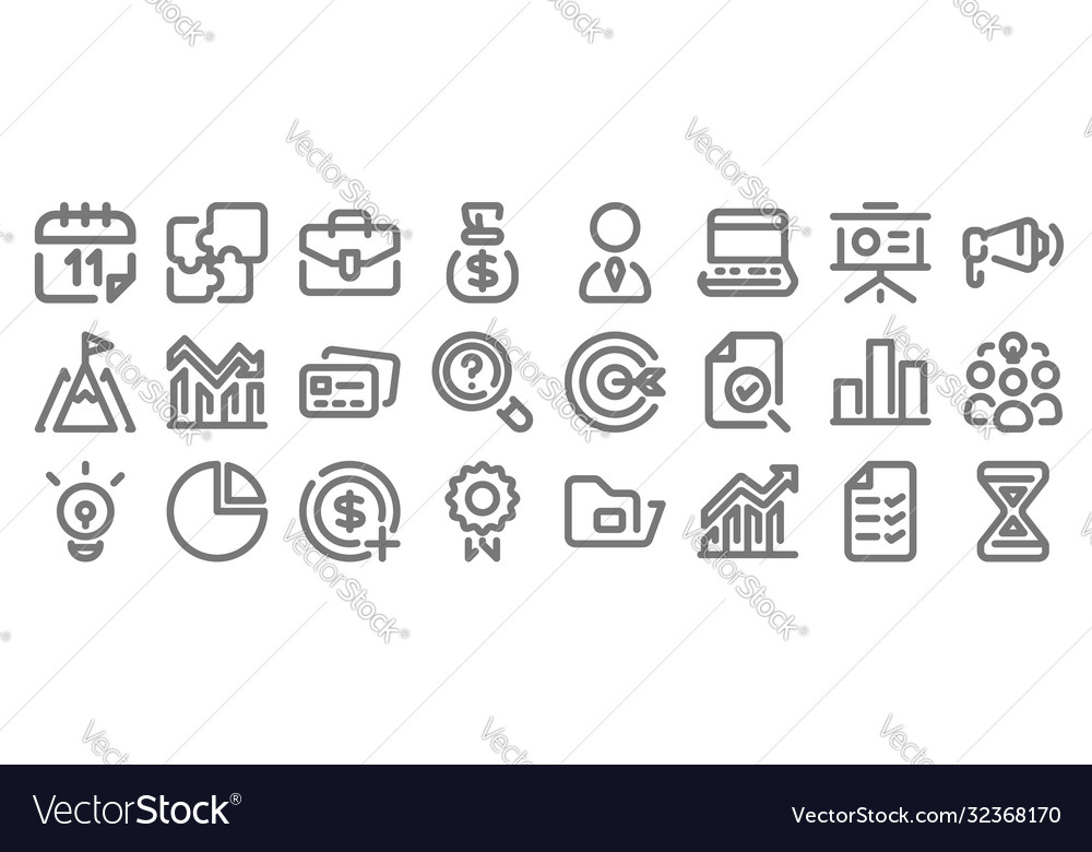 Business and management line icons linear set Vector Image