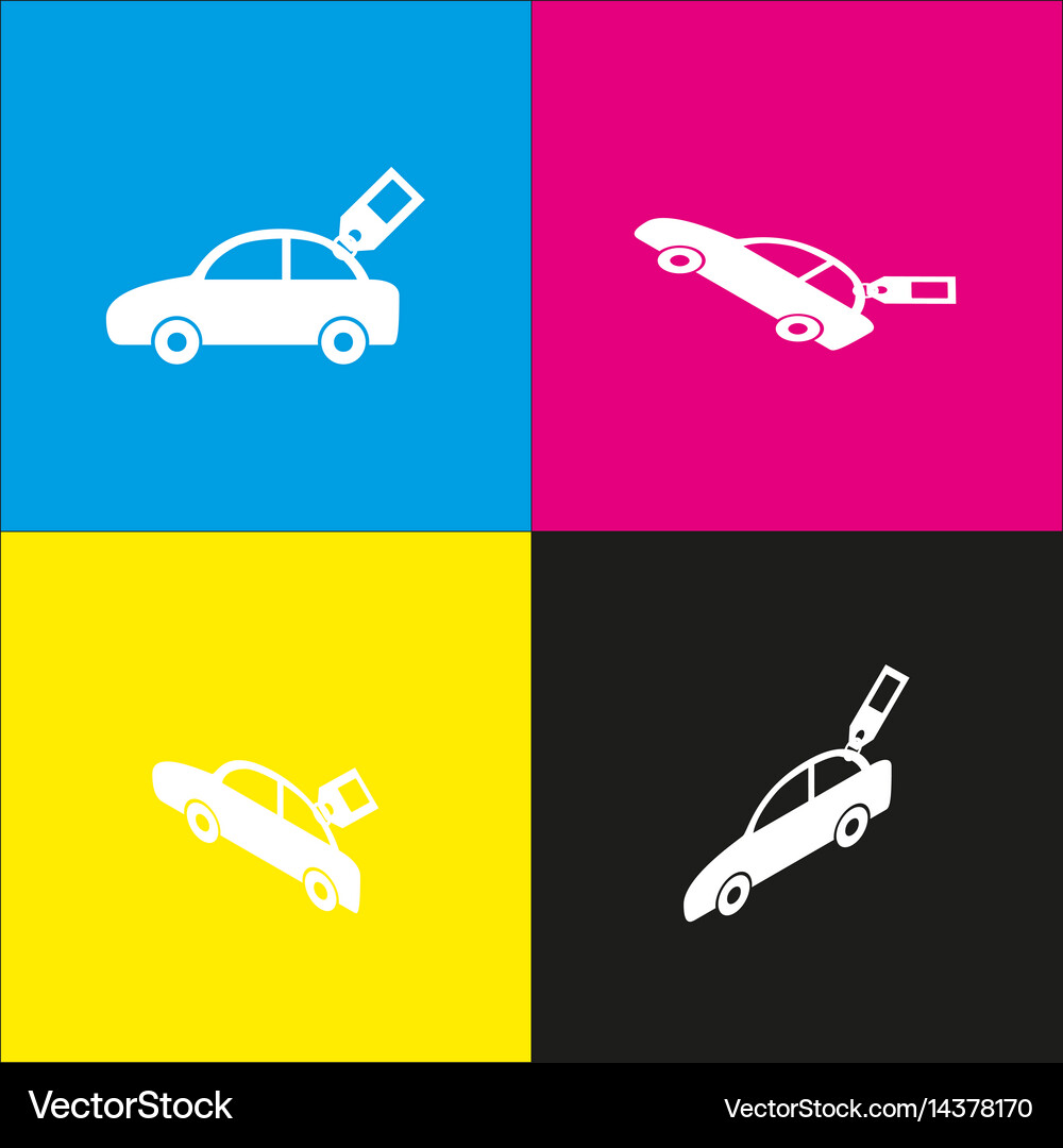 Car sign with tag white icon Royalty Free Vector Image
