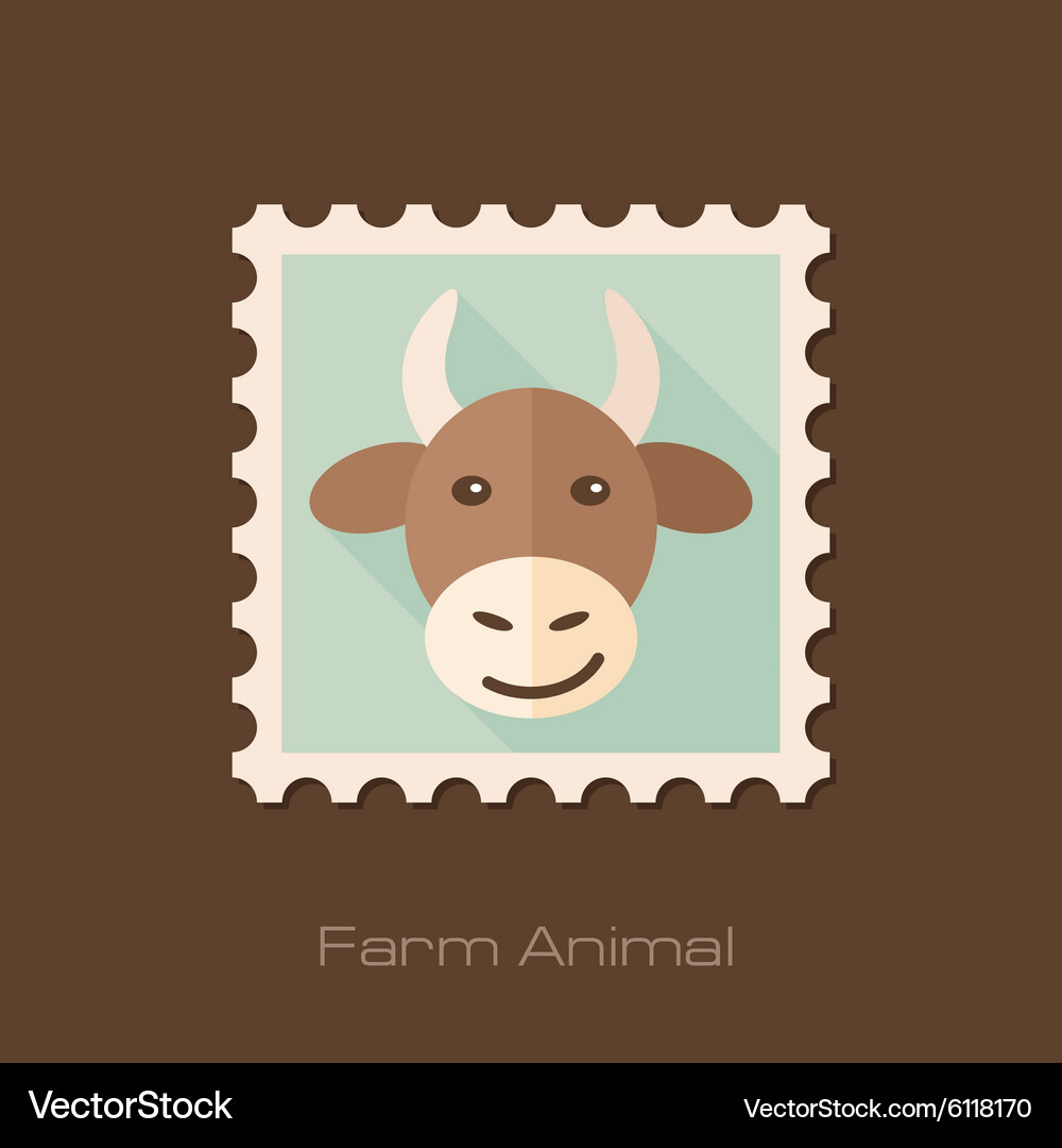 Cow flat stamp animal head Royalty Free Vector Image