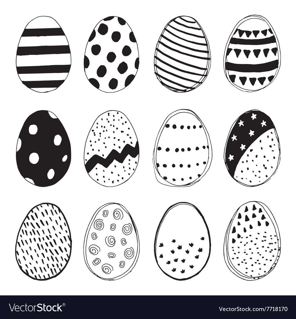 Cute Easter Egg Doodles Royalty Free Vector Image