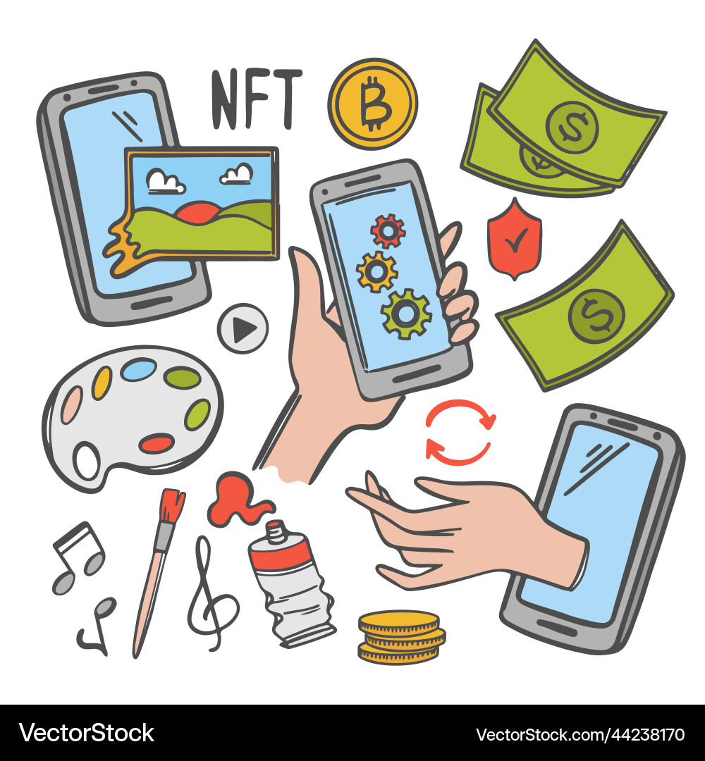 Selling digital art online transaction Royalty Free Vector