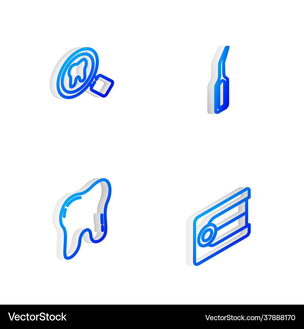 Set isometric line dental explorer scaler search Vector Image