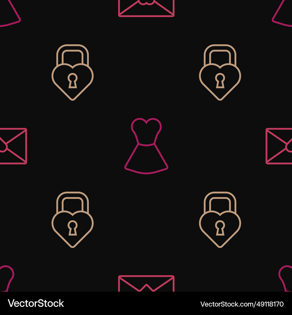 Set line envelope with valentine heart castle Vector Image