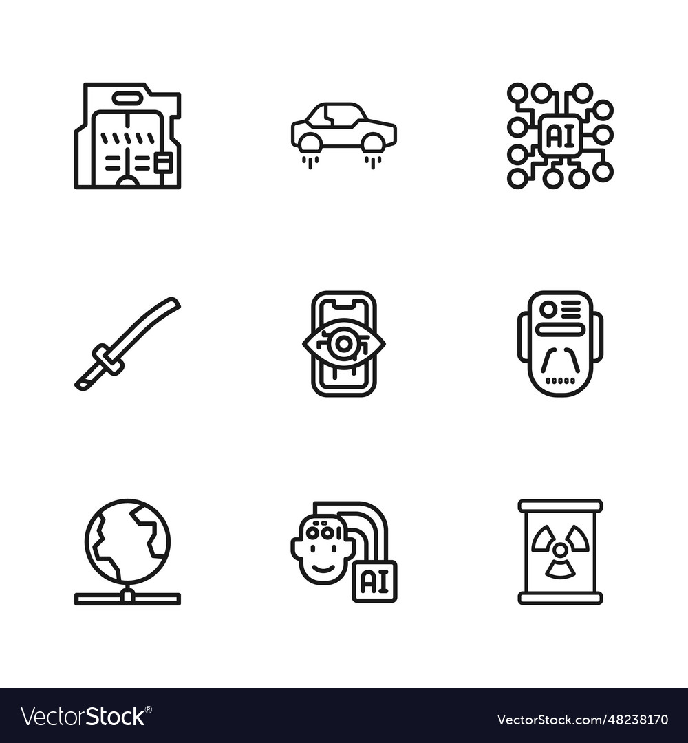 Set line humanoid robot artificial intelligence Vector Image Set line humanoid robot artificial intelligence Vector Image