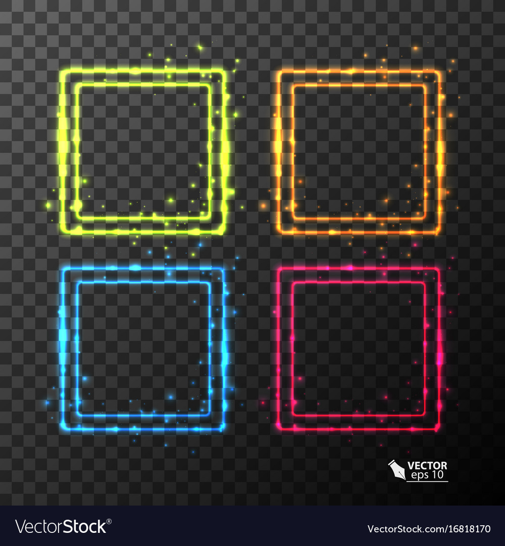 Set of neon frames with different color Royalty Free Vector