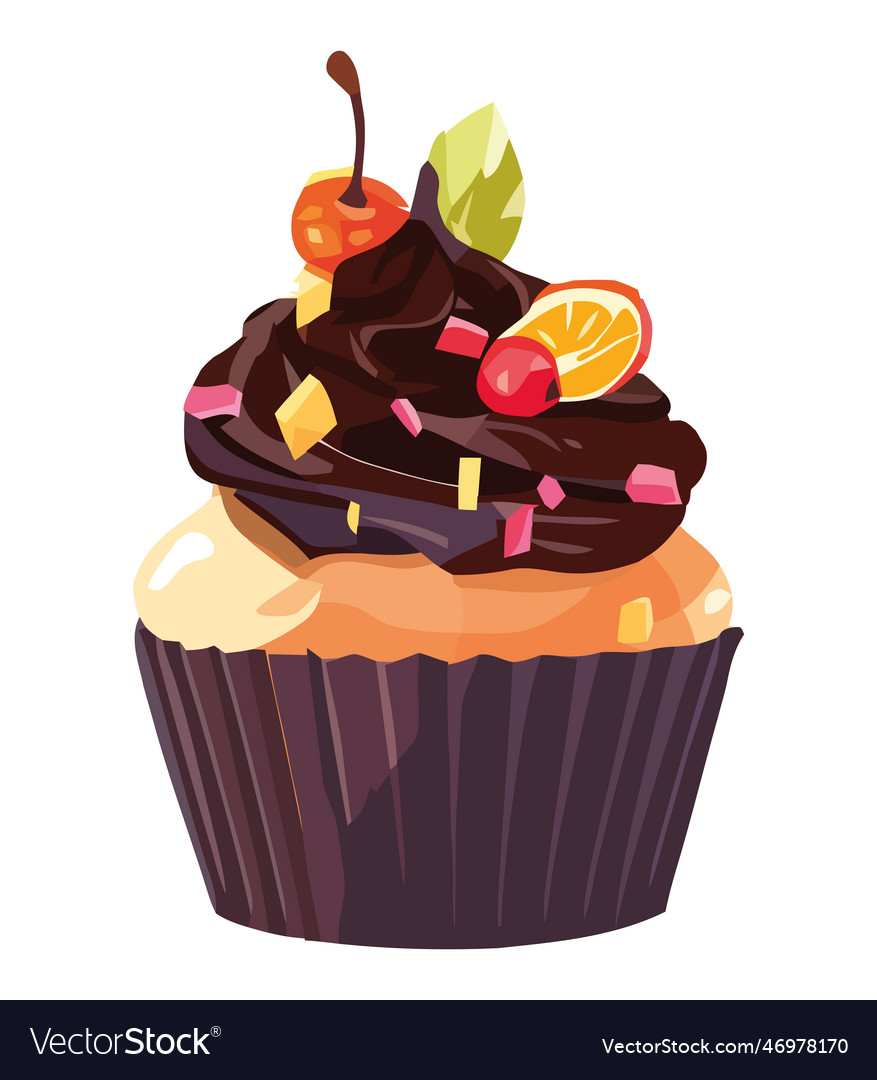 Sweet Food Decoration With Gourmet Cupcake Vector Image