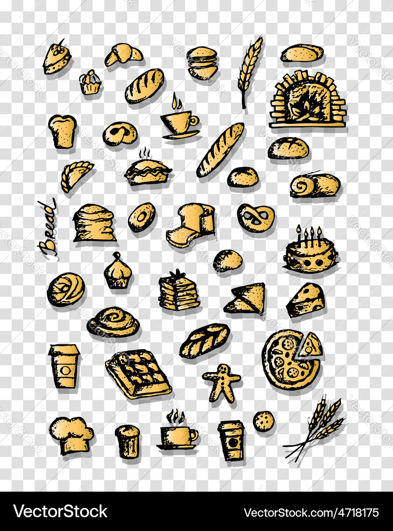 Bakery collection sketch for your design Vector Image
