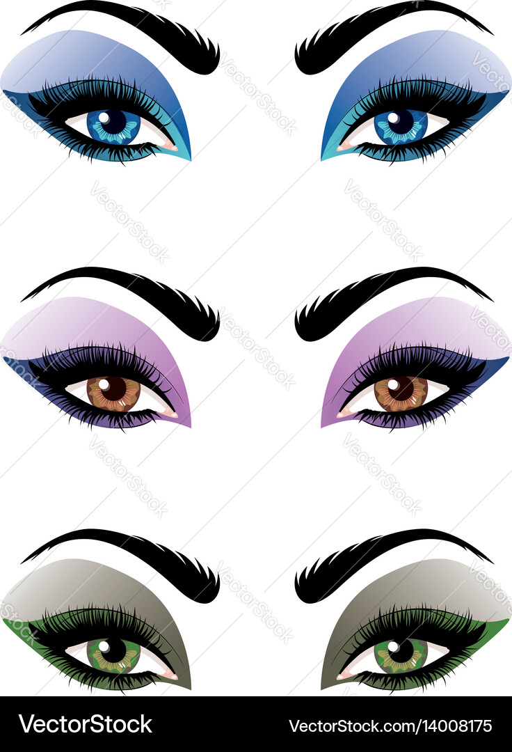 Cartoon female eyes set Royalty Free Vector Image