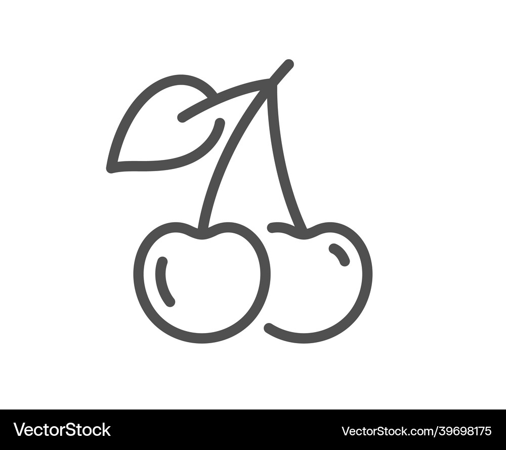 Cherry line icon fruit food sign Royalty Free Vector Image