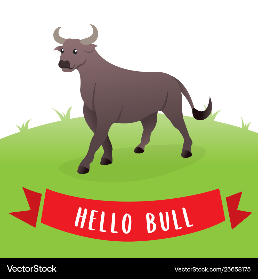 Cute bull cartoon standing Royalty Free Vector Image