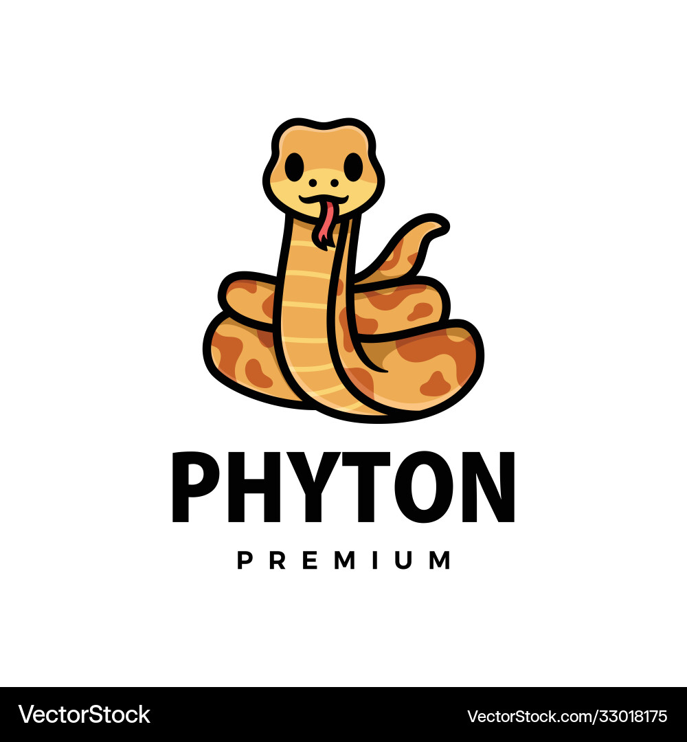 Cute phyton cartoon logo icon Royalty Free Vector Image