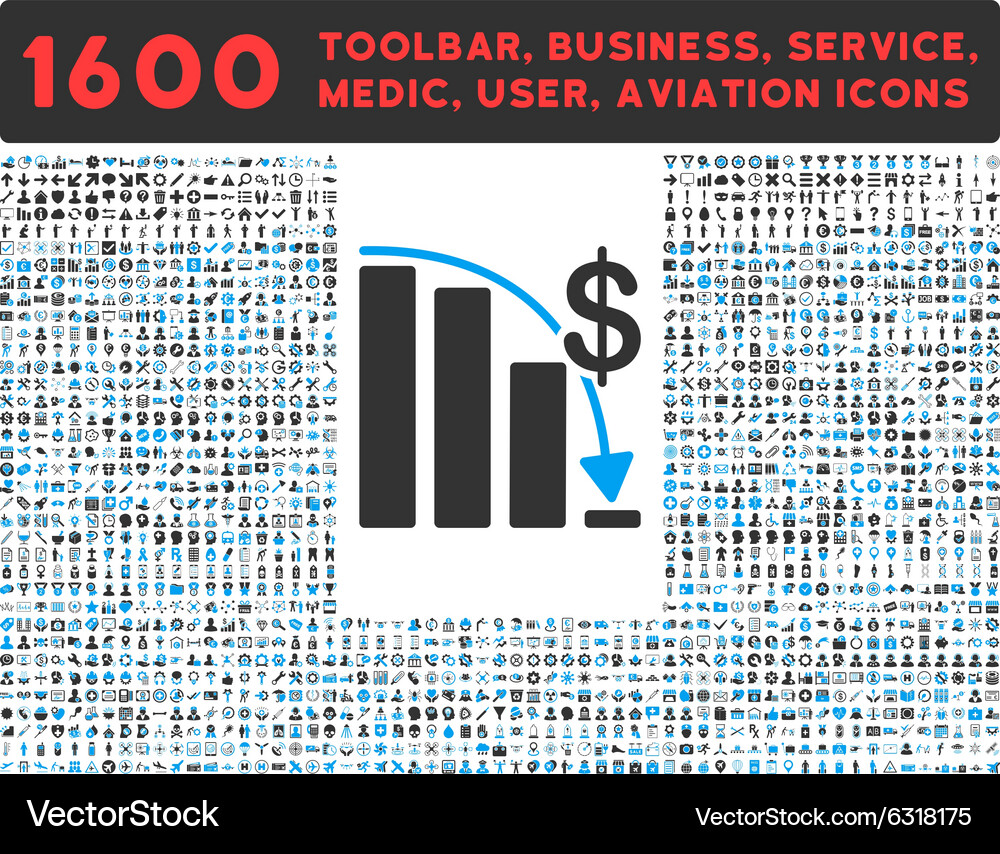 Epic fail icon with large pictograph collection Vector Image