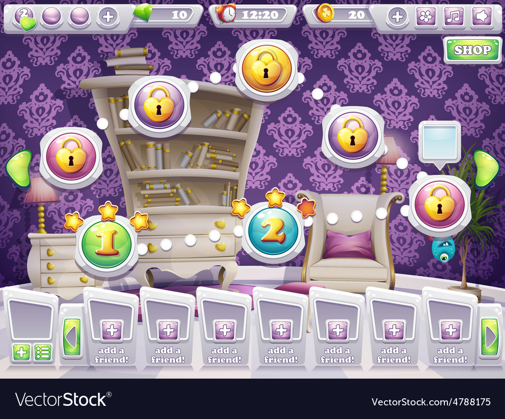 Example gamescreen to select level game Royalty Free Vector