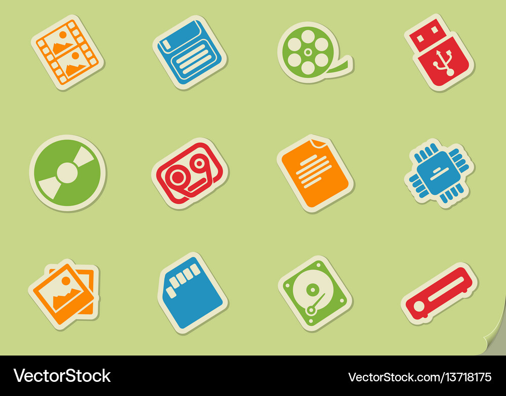Information carriers icons Royalty Free Vector Image