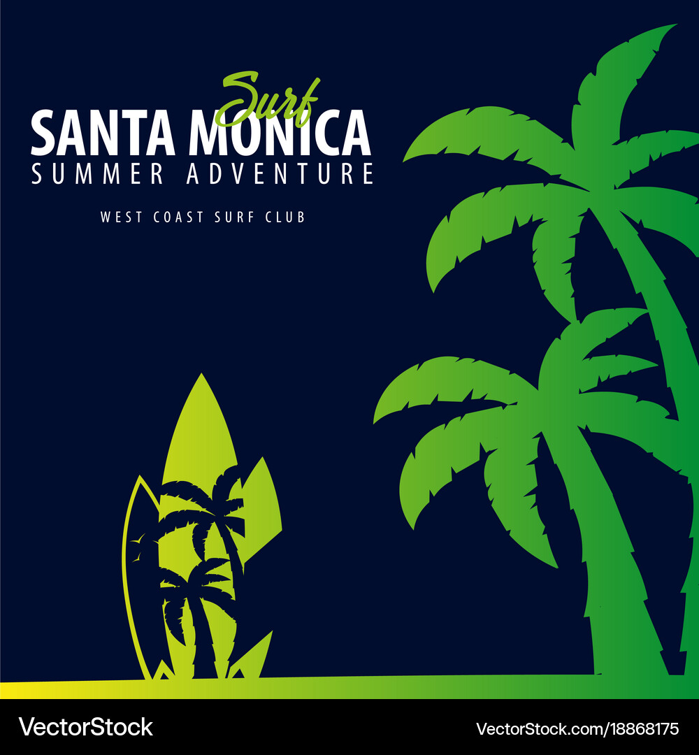 Santa Monica Surf Graphic Royalty Free Vector Image
