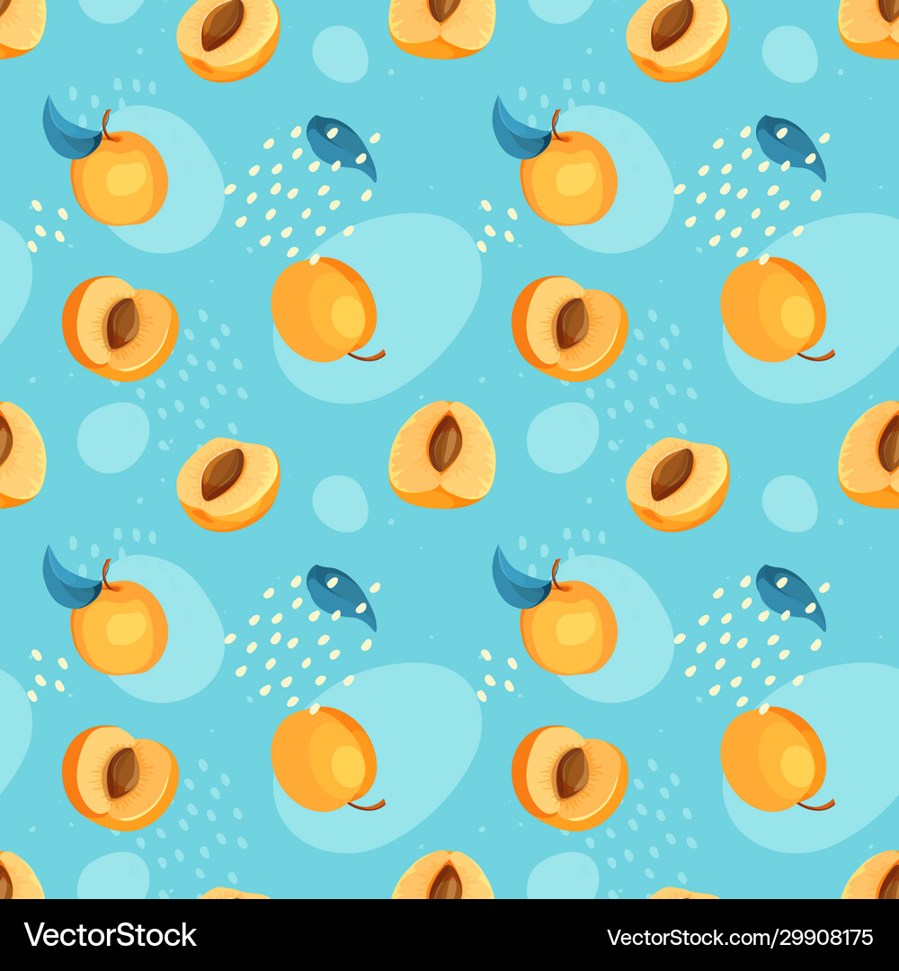 Seamless pattern with apricot green leaves Vector Image