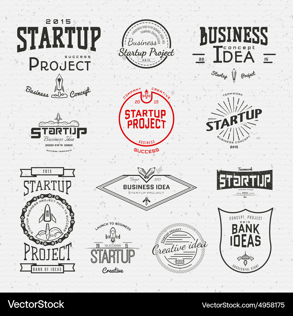 Startup project badges logos and labels for any Vector Image