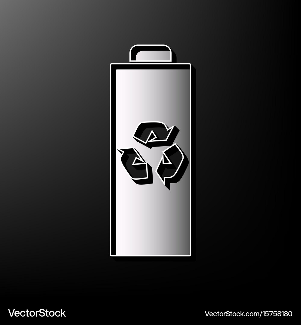 Battery recycle sign gray 3d Royalty Free Vector Image