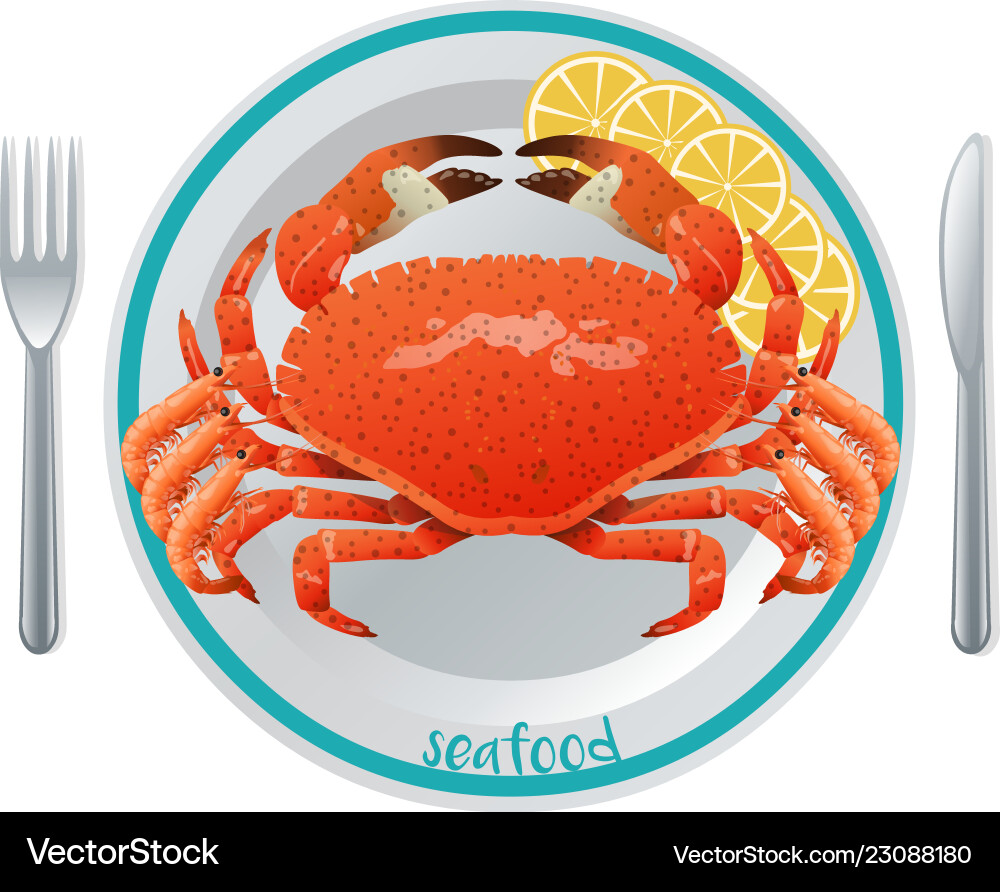 Cartoon seafood meal concept Royalty Free Vector Image