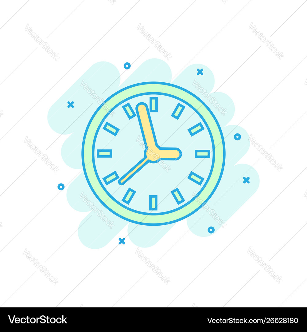 Clock sign icon in comic style time management Vector Image