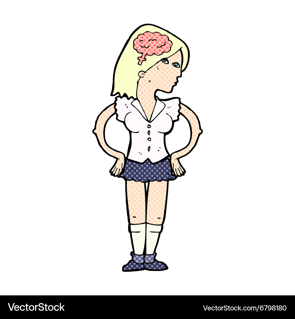 Comic cartoon intelligent woman Royalty Free Vector Image
