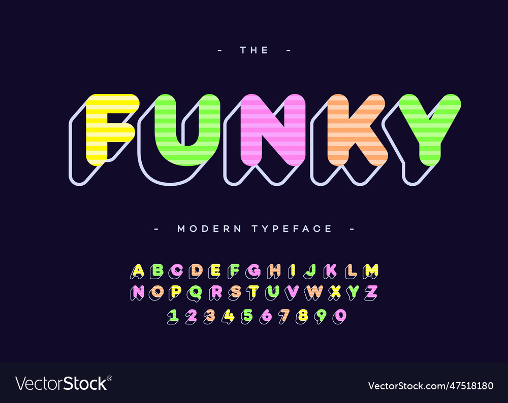 Funky alphabet 3d bold typography colorful Vector Image Funky alphabet 3d bold typography colorful Vector Image