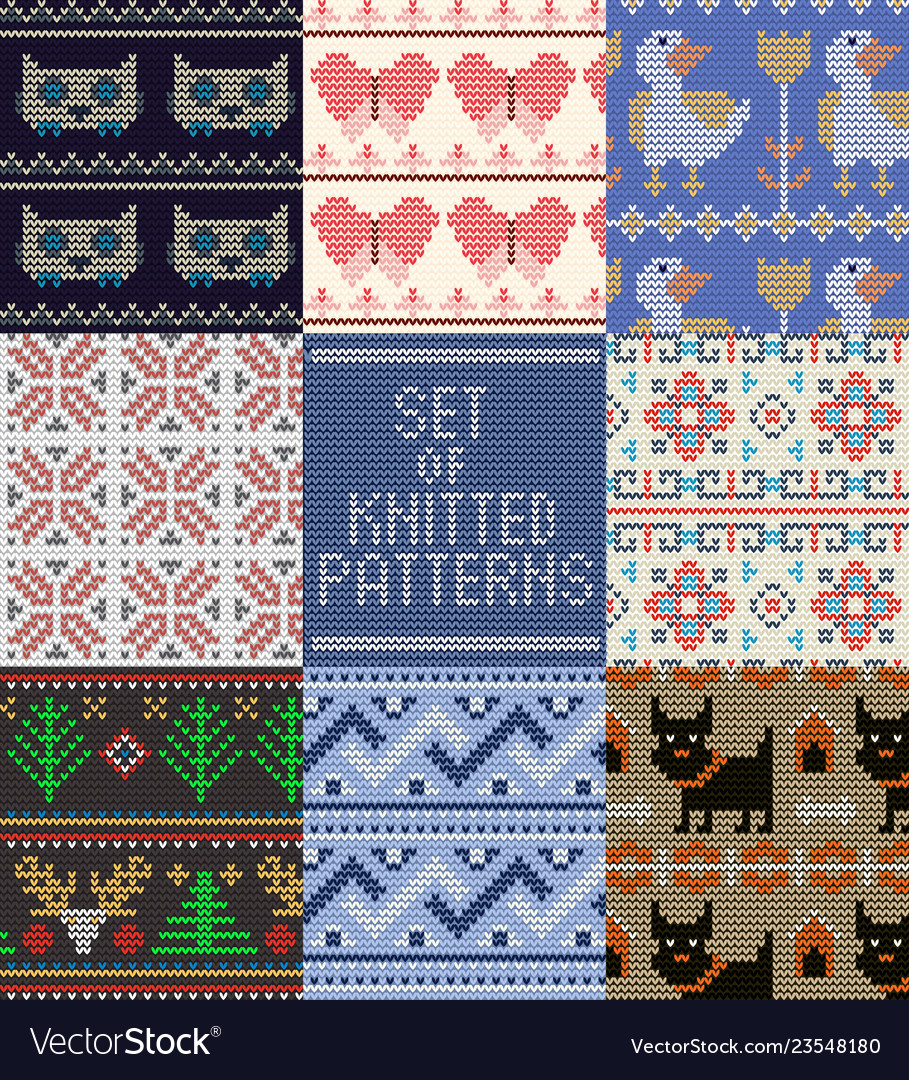 Knitting pattern knitted wool texture Royalty Free Vector