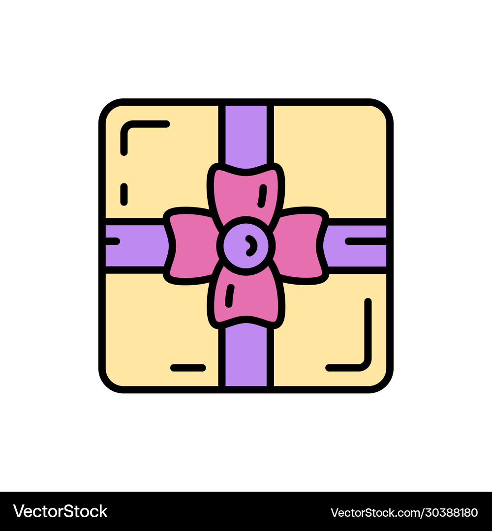 Line gift box with ribbon icon present giftbox Vector Image