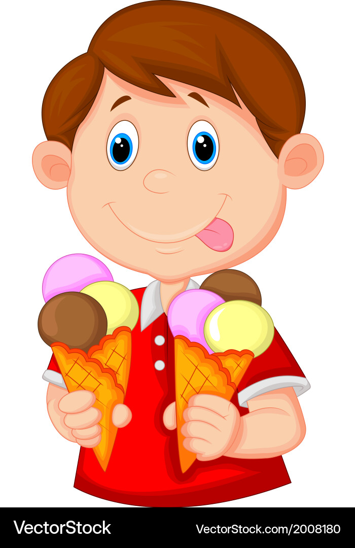 Little boy cartoon with ice cream Royalty Free Vector Image