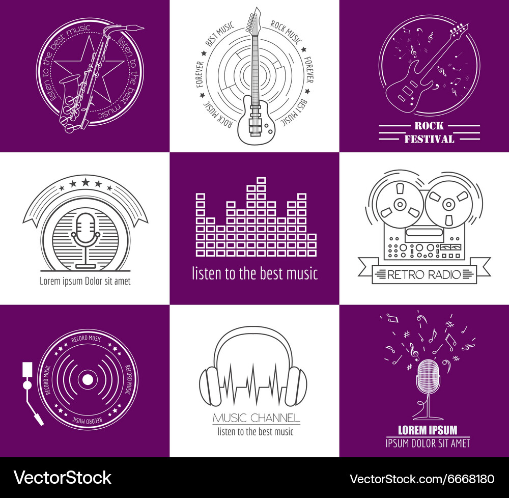 Musical instruments logos and badges graphic Vector Image