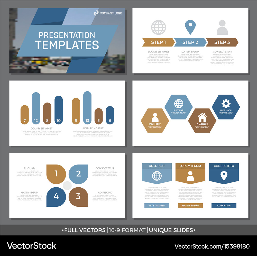 Set of blue and brown elements for multipurpose Vector Image