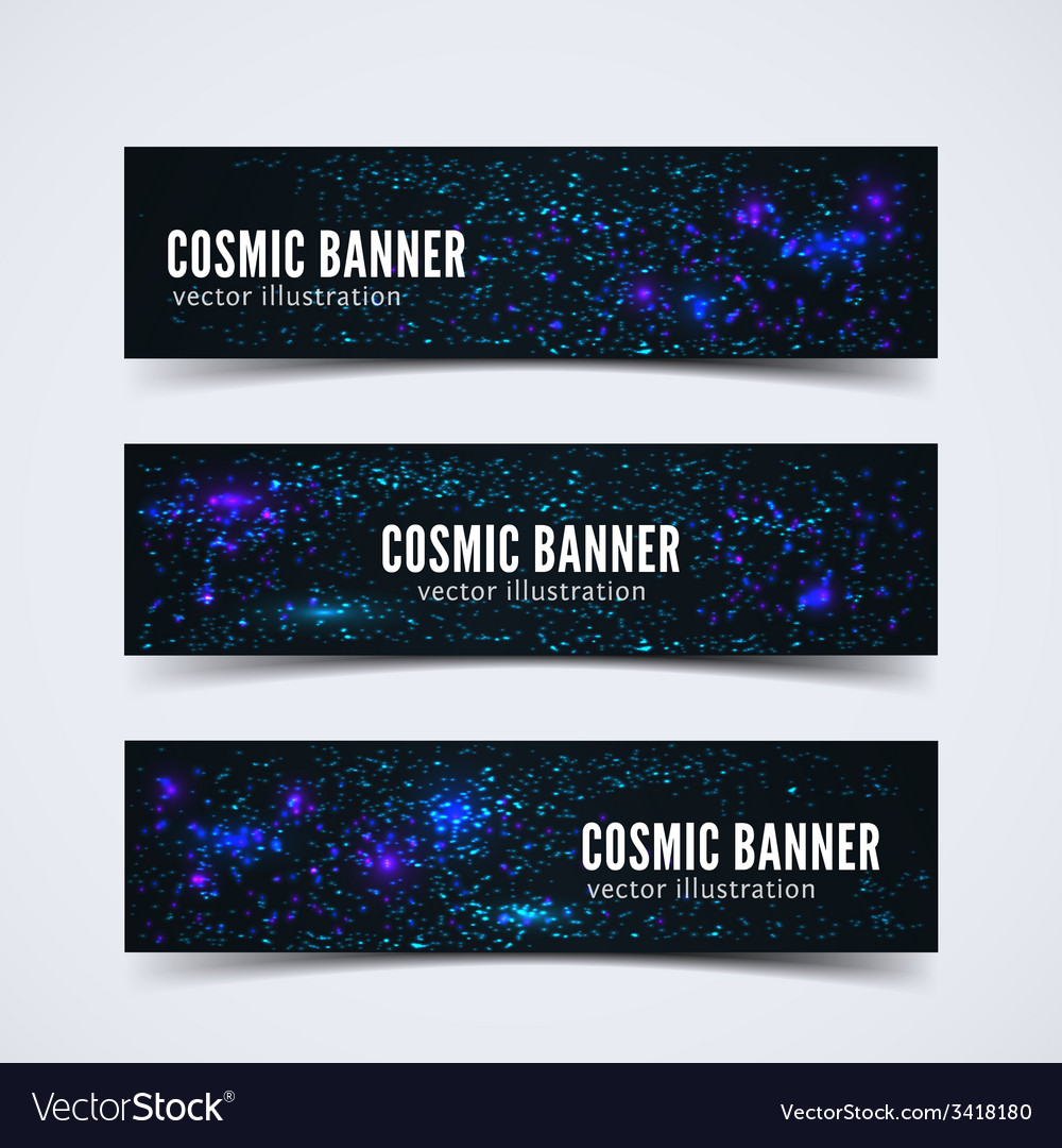 Set of three banners with abstract cosmic Vector Image Set of three banners with abstract cosmic Vector Image