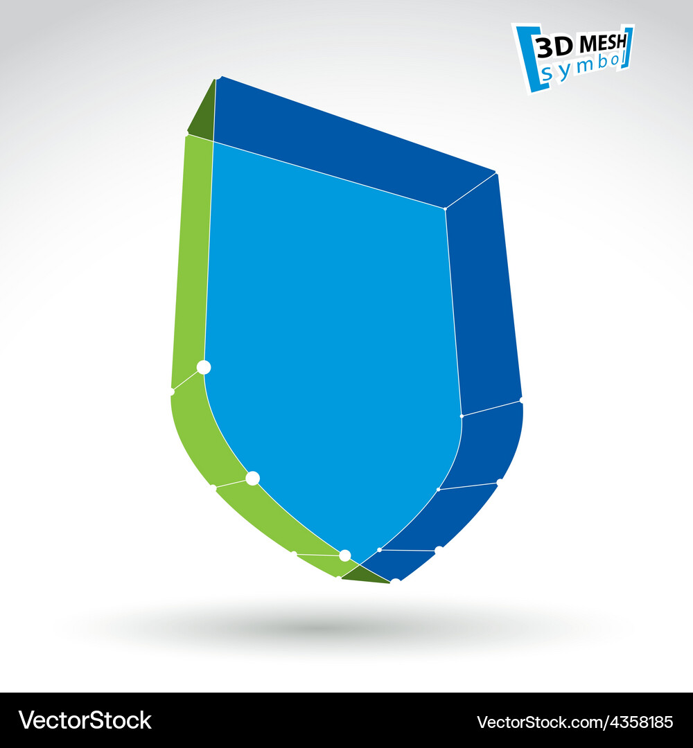 3d mesh web blue security icon isolated on white Vector Image