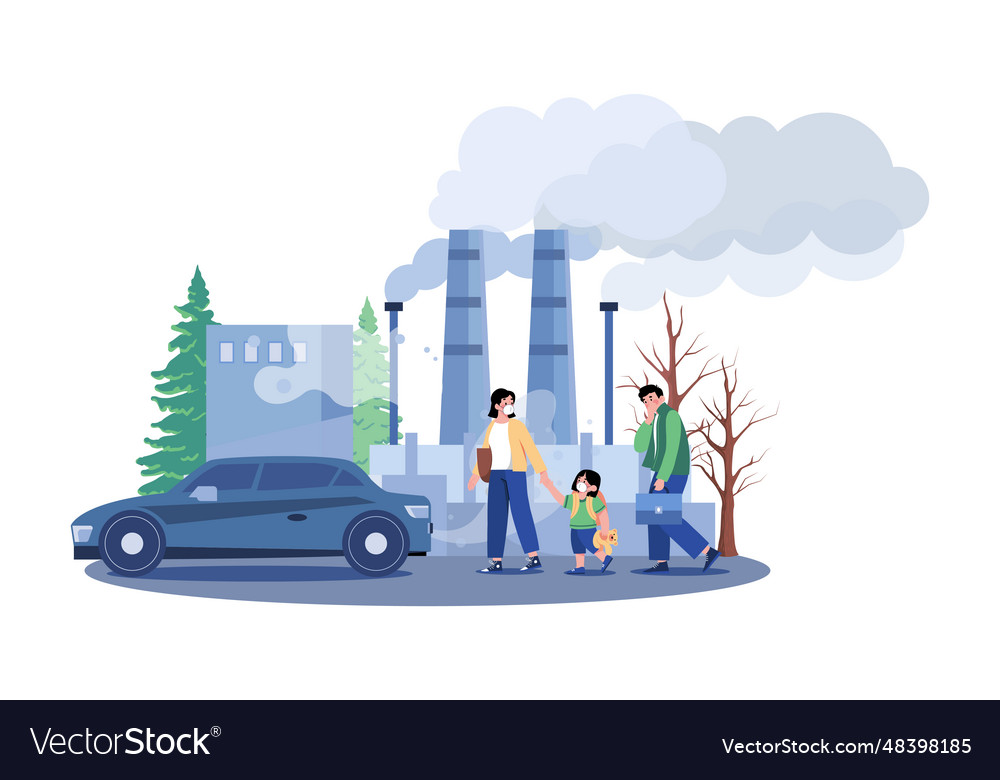 Air pollution concept on white background Vector Image Air pollution concept on white background Vector Image