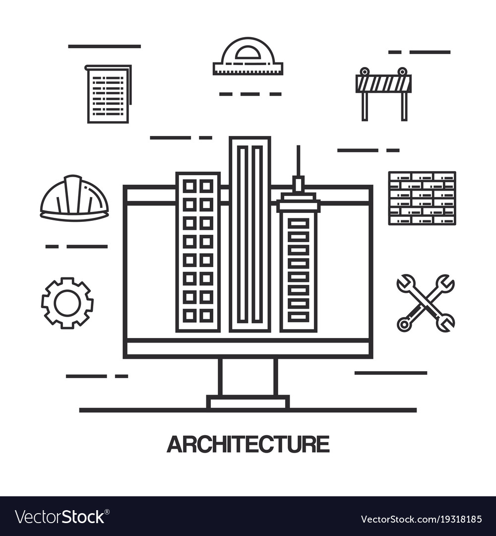 Architectural design set icons Royalty Free Vector Image
