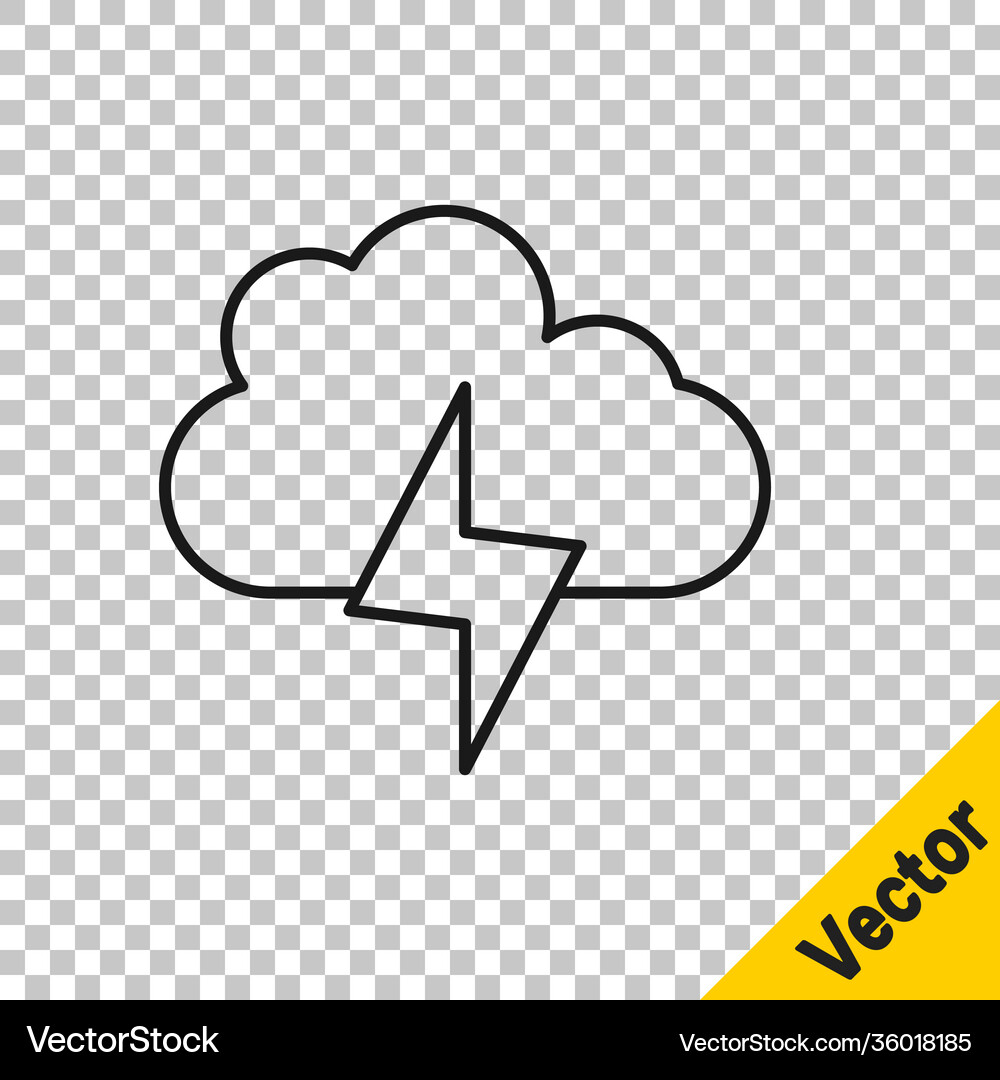 Black line storm icon isolated on transparent Vector Image