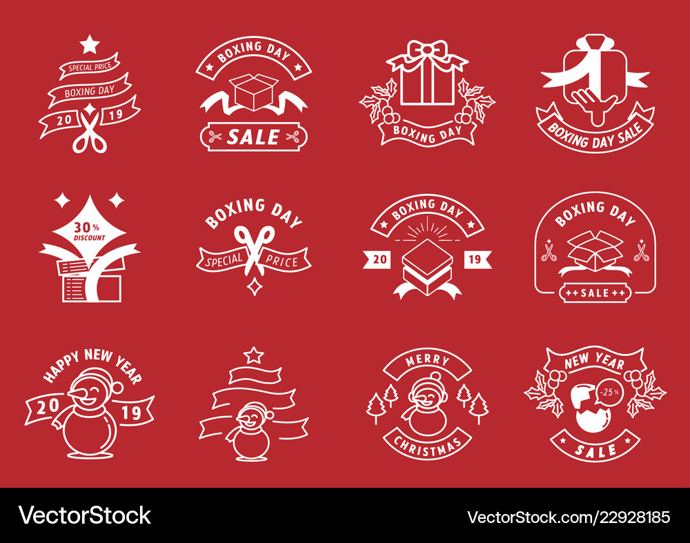 Boxing day badge design promotion Royalty Free Vector Image
