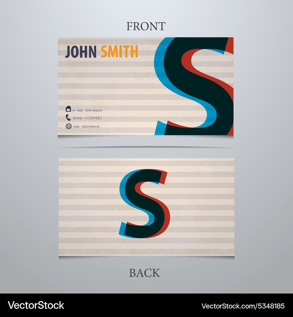 Business card template letter s Royalty Free Vector Image